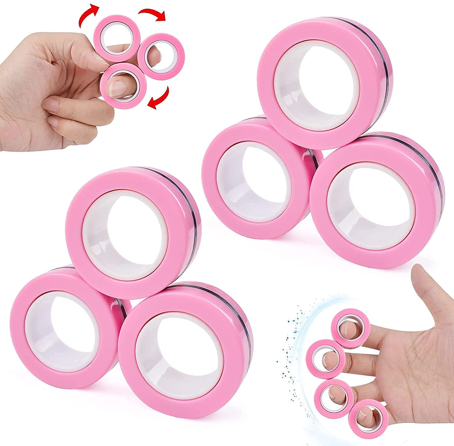 Magnetic Rings Fidget Toy Set,Newest Colorful Finger Rings Toy,Stress ...