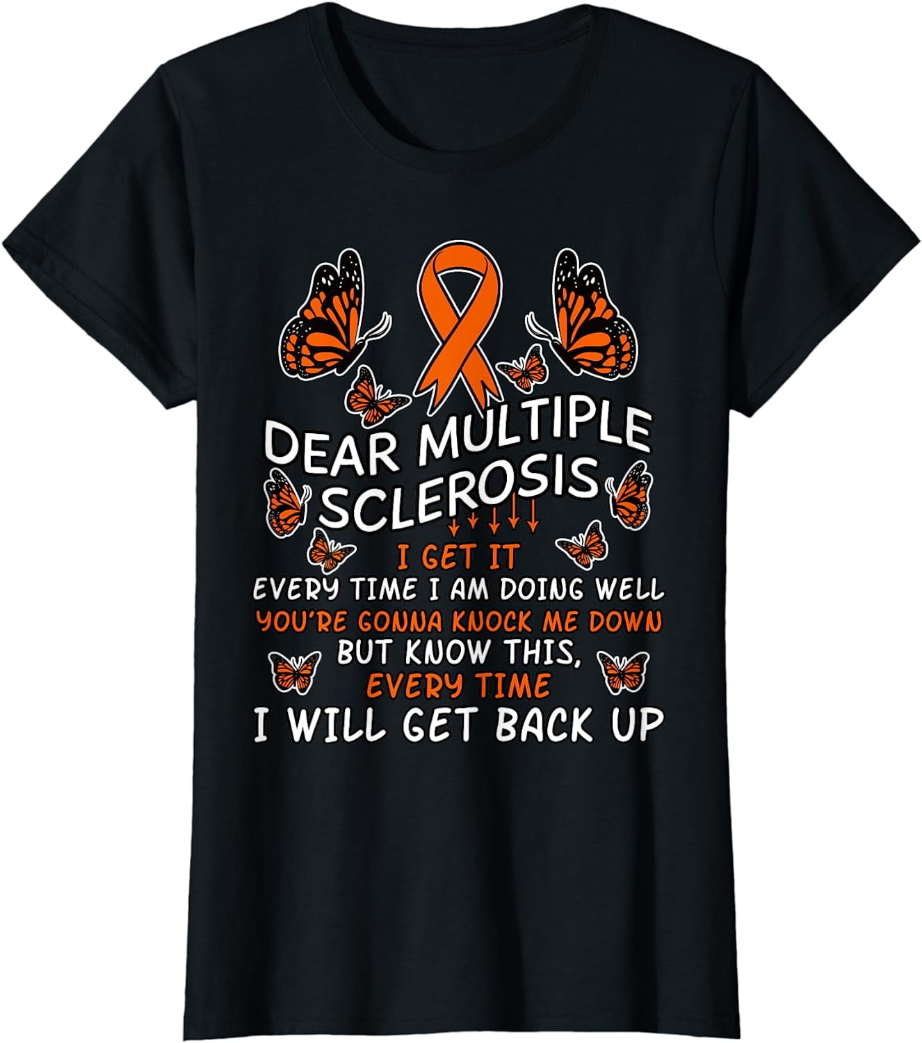 Multiple Sclerosis Butterfly Ribbon World MS Day T-Shirt - Walmart.com