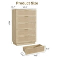 5-Drawer Rattan Bedroom Dresser - Integrated Cabinet & Leg Design, Easy ...