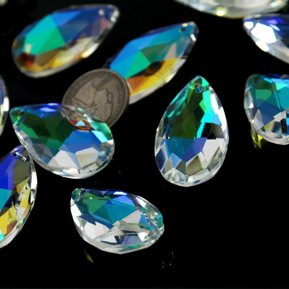 10Pc 38MM AB Crystal Glass Lamp Prism Chandelier Hanging Drop Decor ...