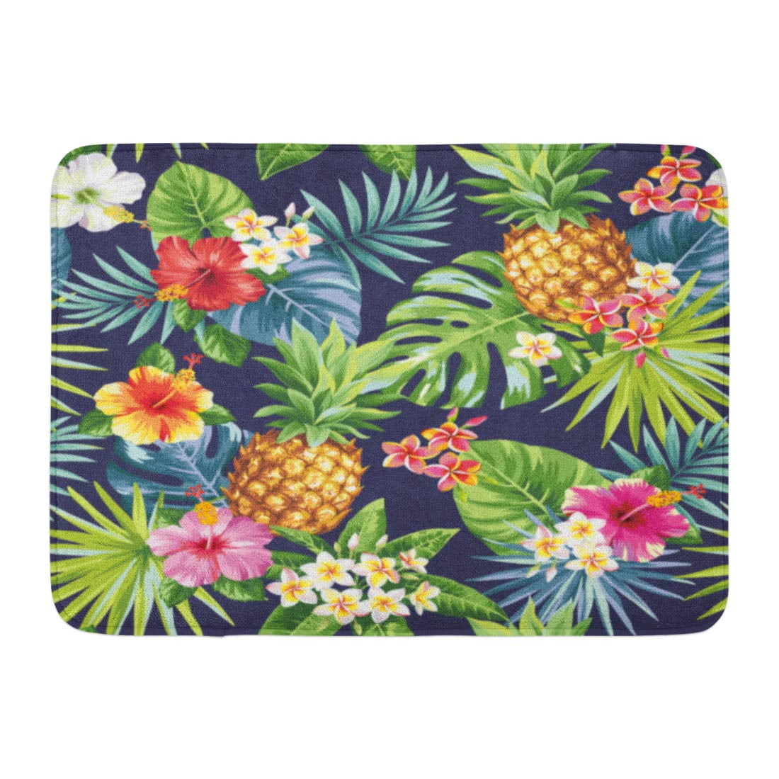SIDONKU Hawaiian Tropical Pattern Pineapples Palm Leaves and Flowers ...