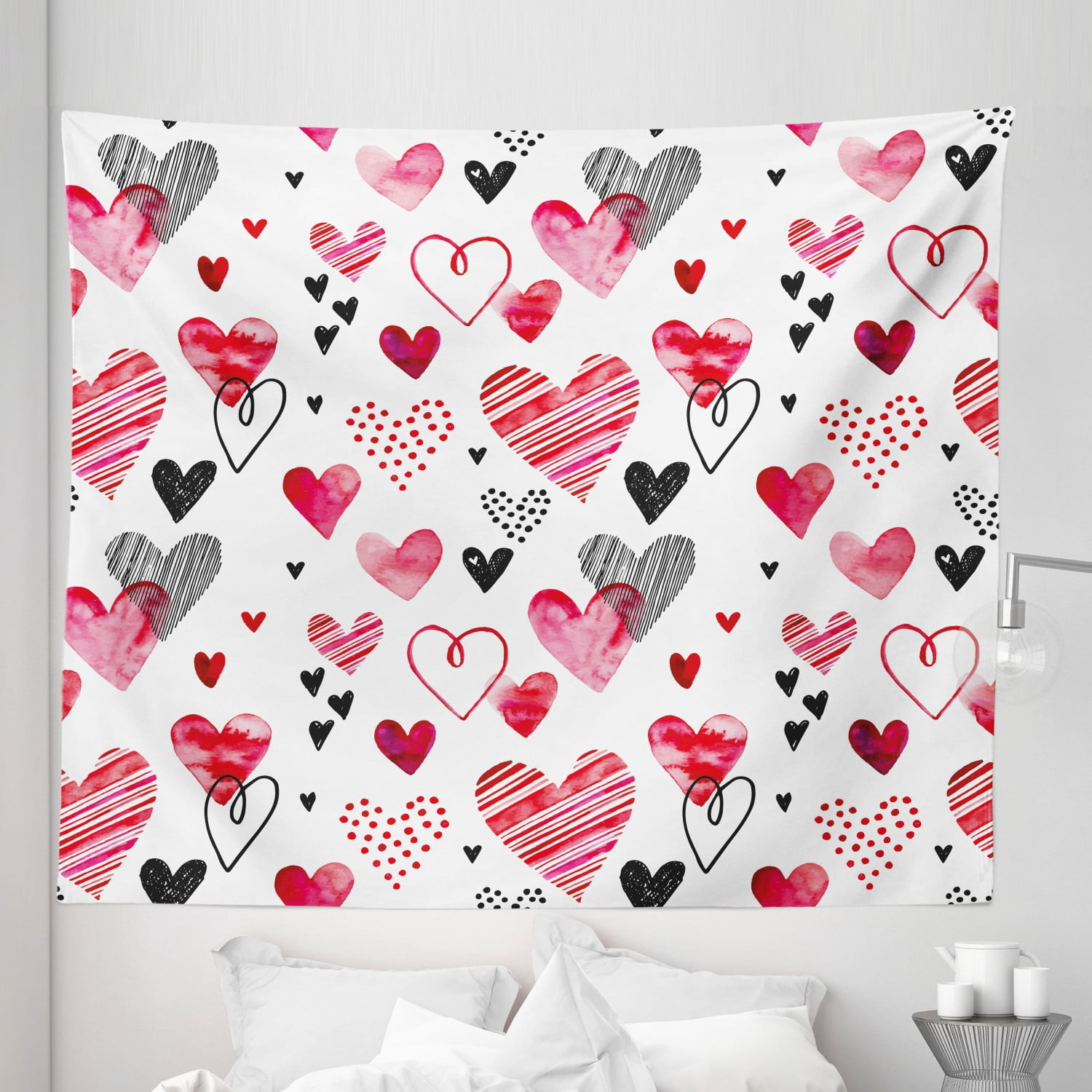 Valentine Tapestry, Different Types of Heart Shapes Romance Love Theme ...