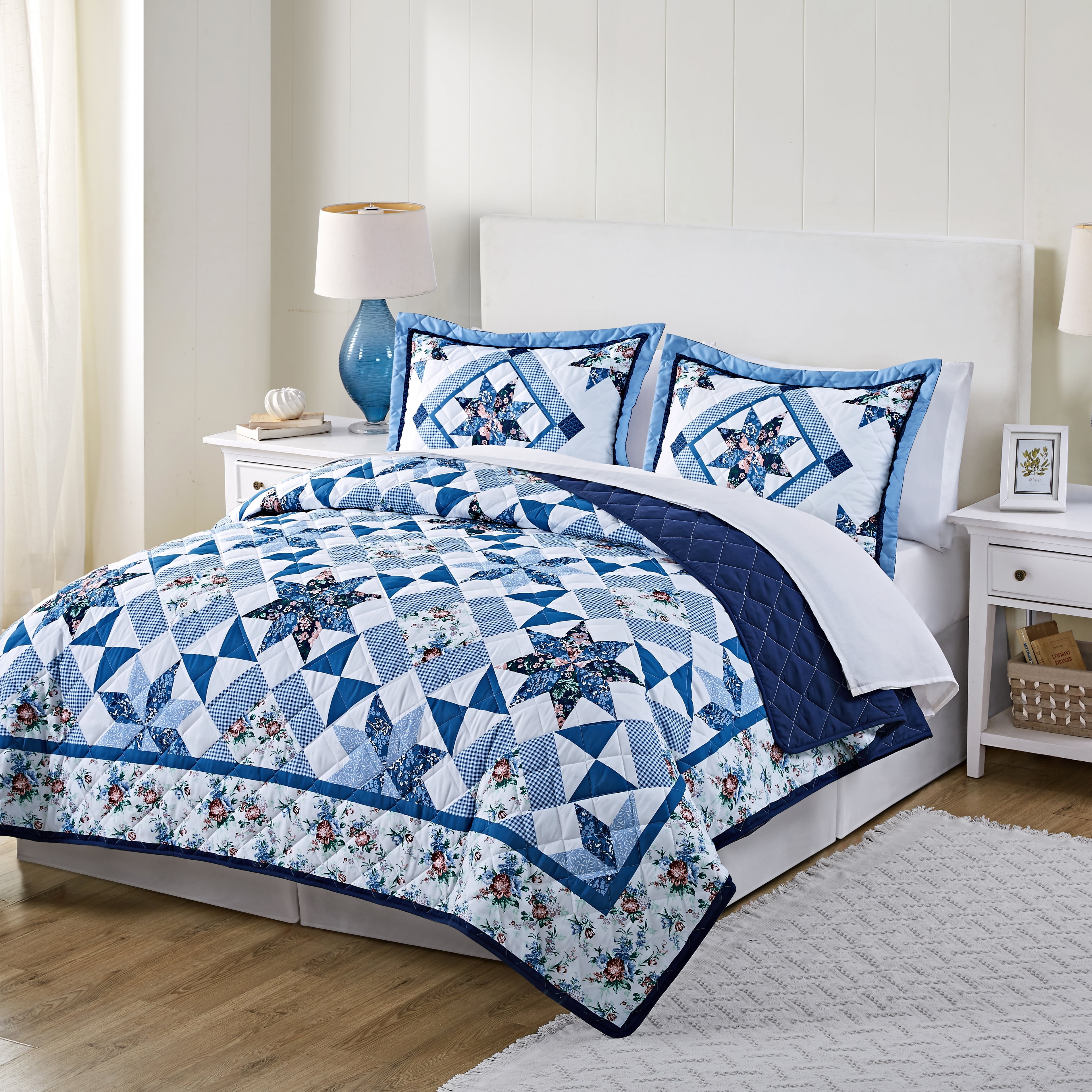 Mainstays Classic Claires Rose Patterned Quilt - Walmart.com