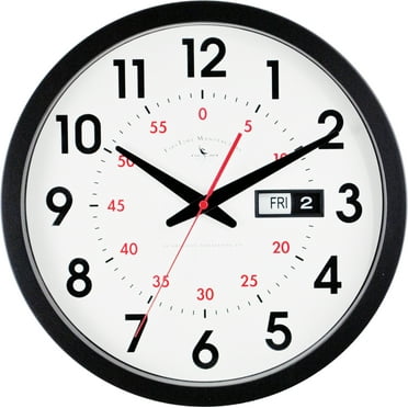 SKILCRAFT, NSN3428199, 12/24 Hour Slimline Round Wall Clock, 1 ...