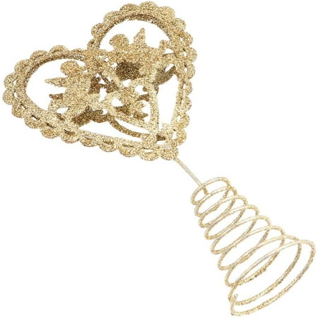 Christmas Tree Star Topper Gold Glitter Heart Tree Topper with Cupid ...