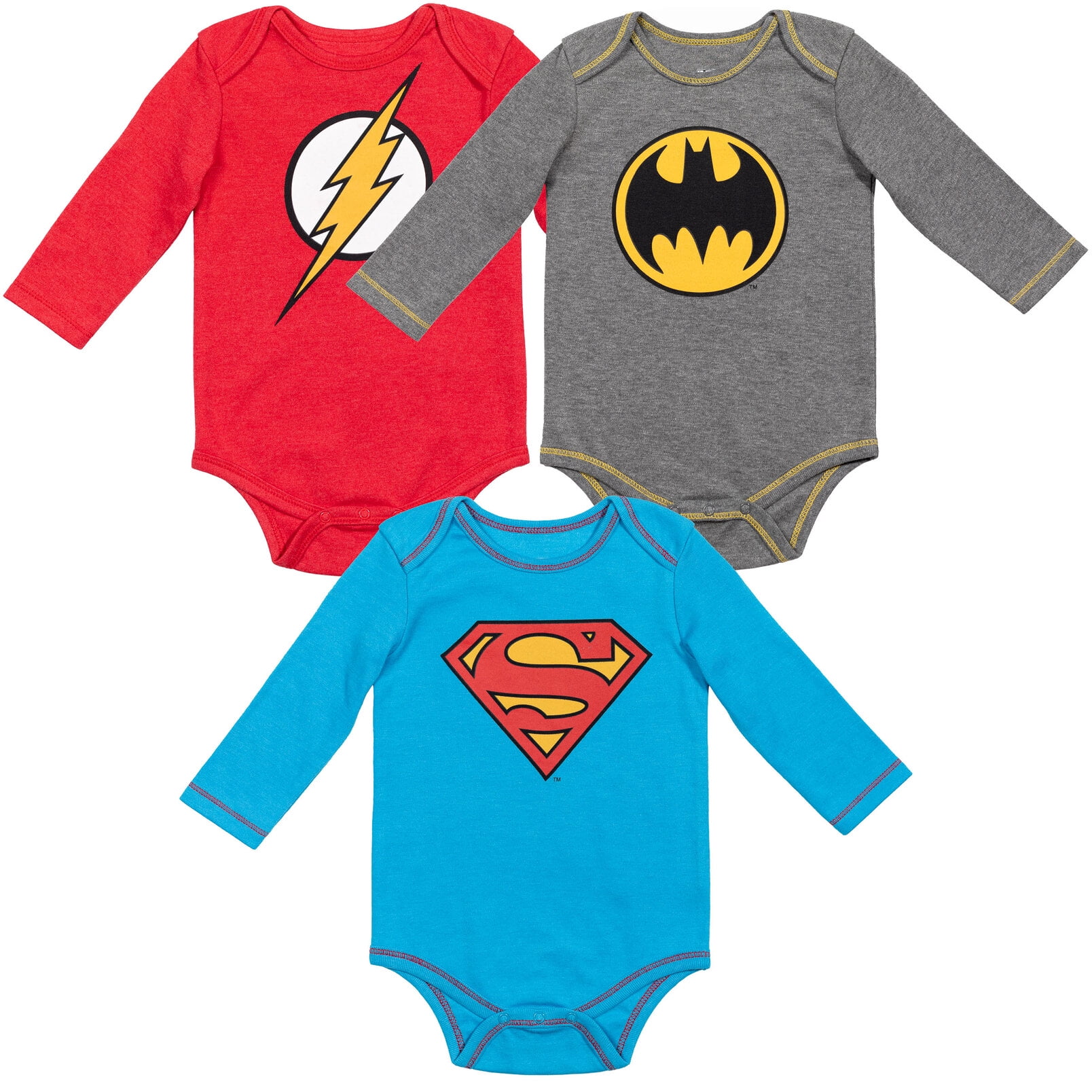 DC Comics Justice League Batman Superman The Flash Newborn Baby Boys 3 ...