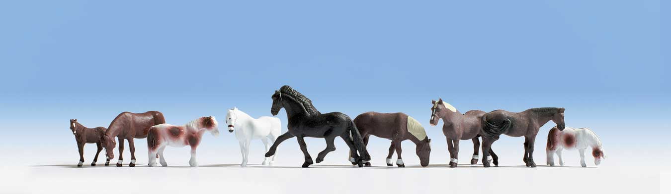 Walthers SceneMaster HO Scale Figures/Animals Majestic Horses (9-Pack ...