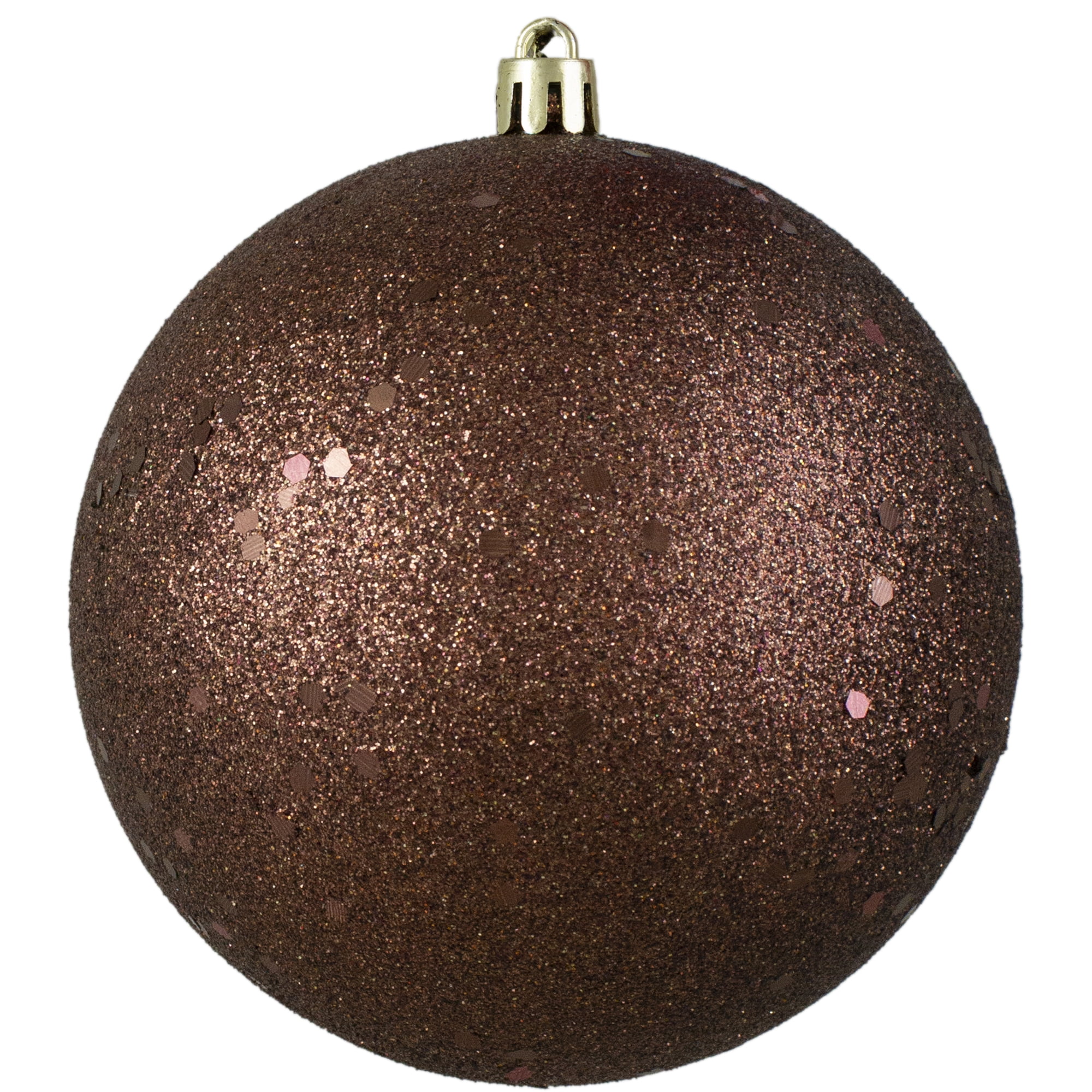 Mocha Brown Holographic Glitter Shatterproof Christmas Ball Ornament 4 ...