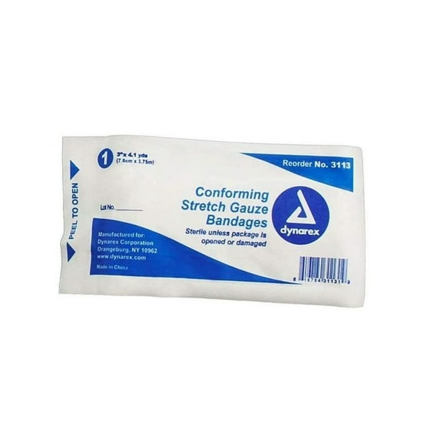 Dynarex Conforming Stretch Gauze Bandages, Sterile - 3" x 4.1 Yards, 1 ...