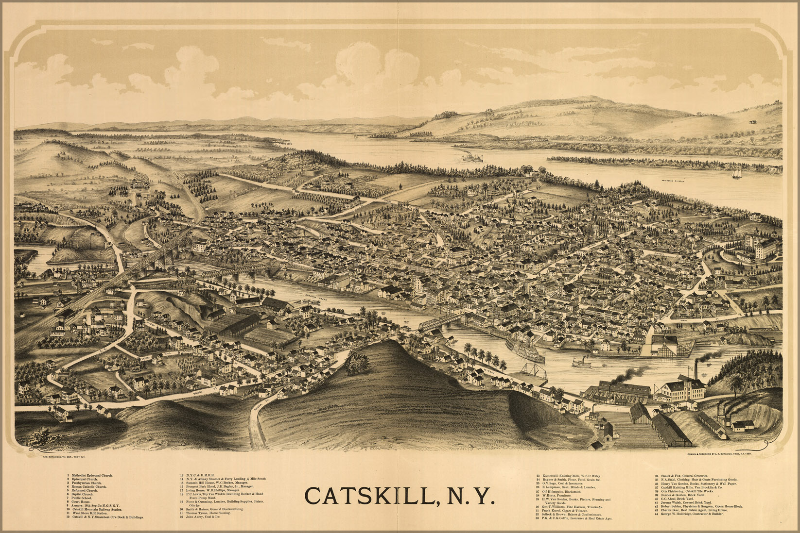 24"x36" Gallery Poster, map of Catskill, New york 1889 - Walmart.com