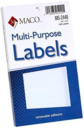 MACO White Rectangular Multi-Purpose Labels, 1-1/2 x 3 Inches, 160 Per ...