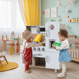 LAZY BUDDY Kid's Play Kitchen, Pretend Cooking Set with Microwave ...