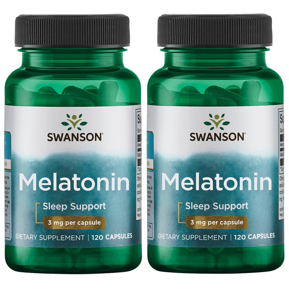 Swanson Melatonin - 100% Drug Free 3 mg 120 Caps 2 Pack - Walmart.com