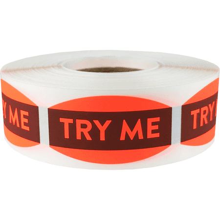 Try Me Grocery Store Food Labels .75 x 1.375 inch Oval Shape 500 Total ...