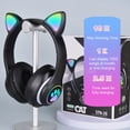 Cat Ear Kids Headphones Wireless Bluetooth with Microphone, LED Light ...