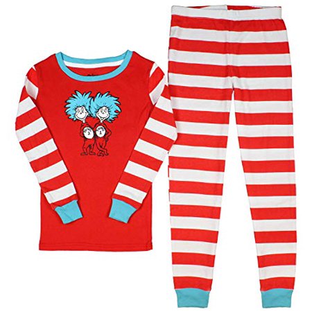Big Boys' Cat In The Hat Thing 1 Thing 2 Tight Fit Pajamas (6) Red ...