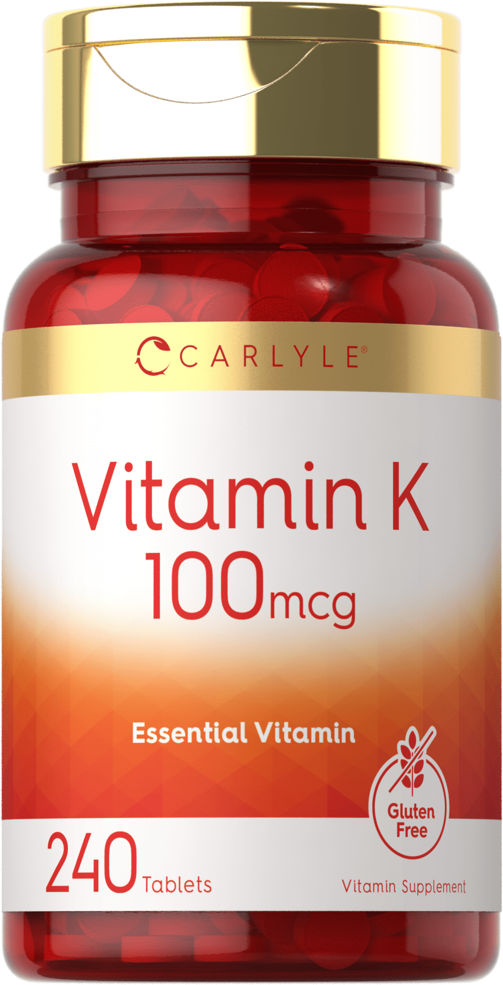 Vitamin K 100 Mcg | 240 Tablets | Vegetarian Supplement | by Carlyle ...
