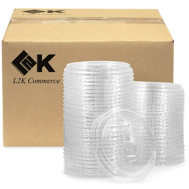 [1000 Pack] Strawless Sipper Lids for 12-24 oz Clear Plastic Coffee Cup ...