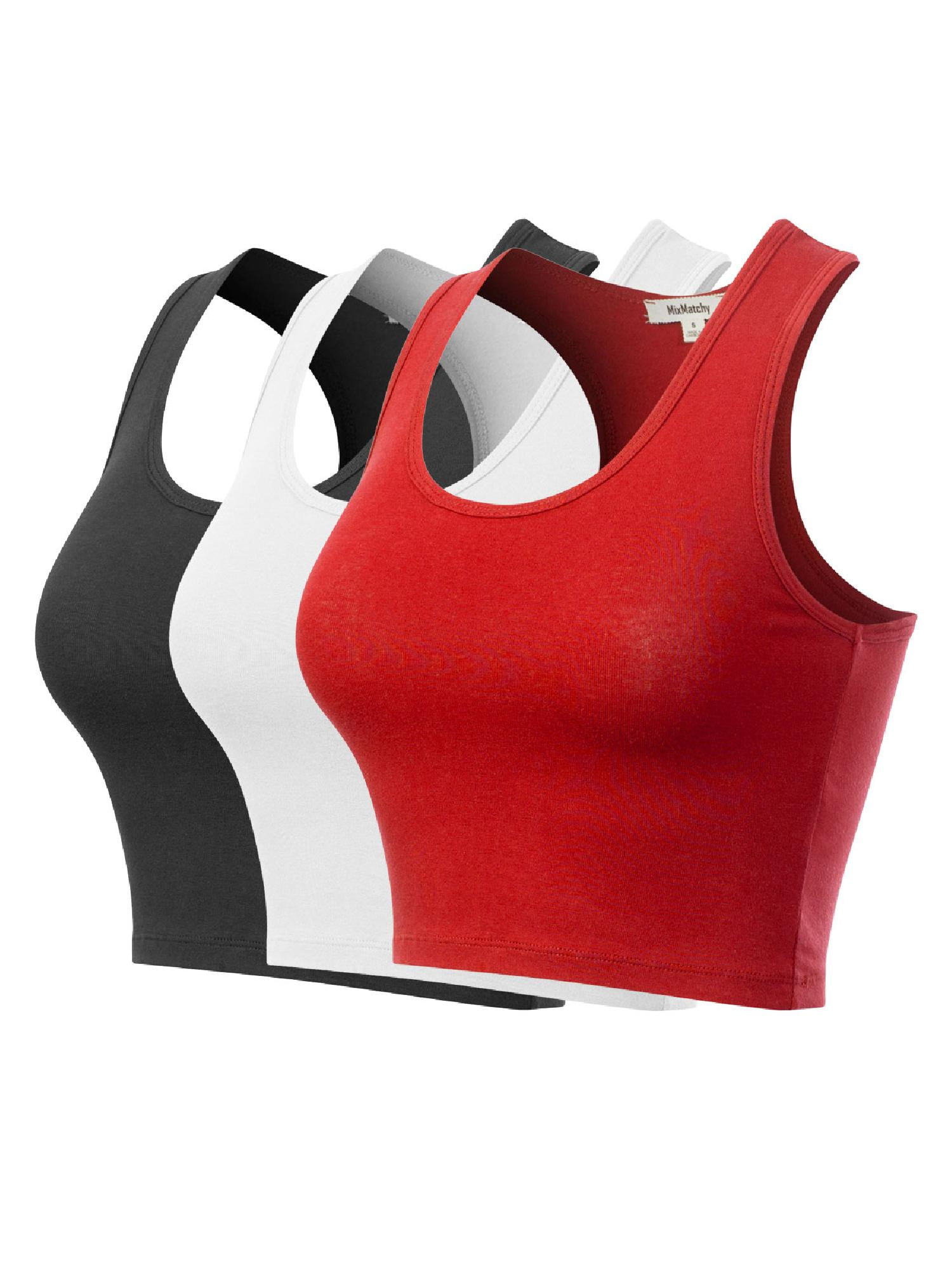 Made by Olivia Women's Cotton Basic Sleeveless Racerback Sports Crop ...