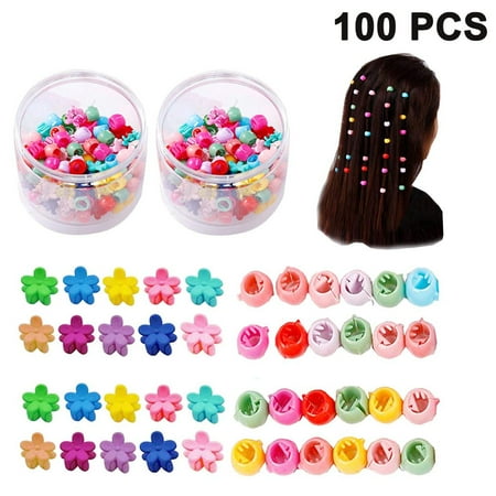 Pack of 100 Hair Clips Small Hair Clips Flower Shape Multicoloured with ...