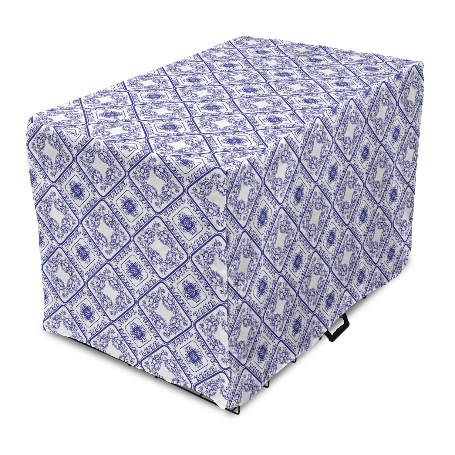 Floral Dog Crate Cover, Arts and Craft Theme Flower Pattern on ...