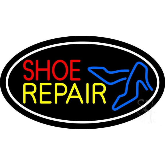 Red Keys Cut Green Shoe Repair LED Neon Sign 18 x 18 - inches, Black ...
