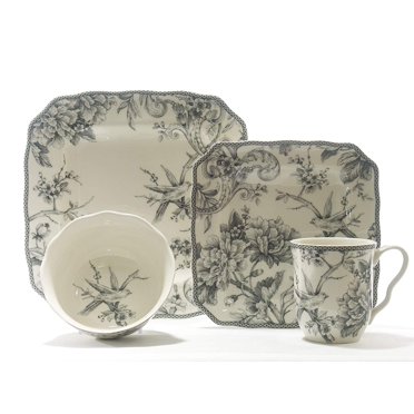 222 Fifth Adelaide Black 16 Piece Dinnerware Set - Walmart.com
