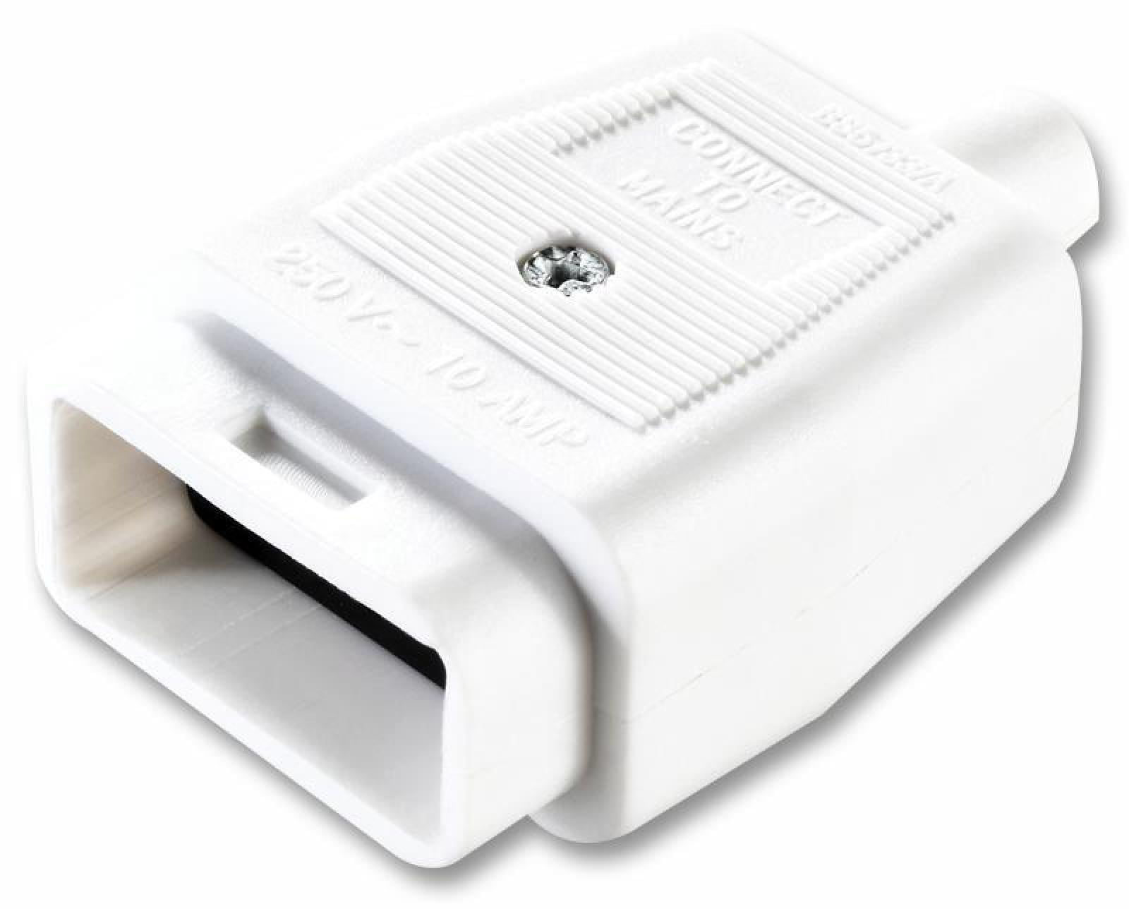 MASTERPLUG - 10A 3 Pin In-Line Connector Socket, White - Walmart.com