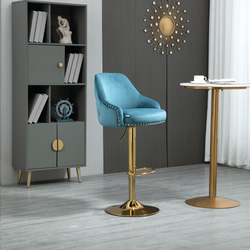 JINS & VICO Upholstered Velvet Bar stools,Modern Swivel High Bar Chair ...