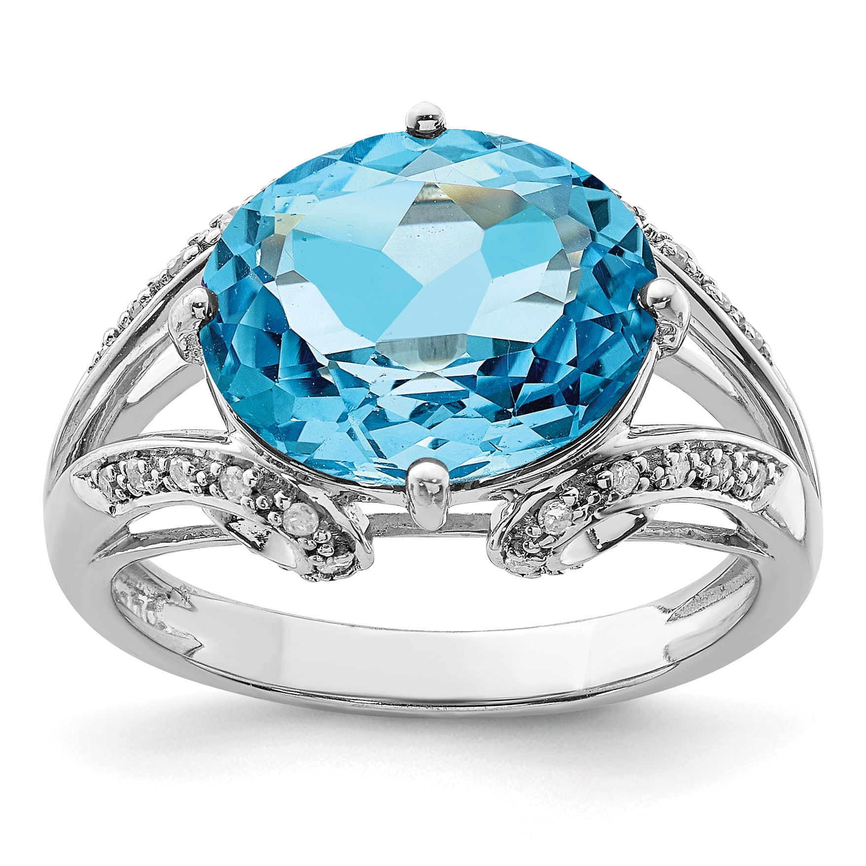 Sterling Silver Diamond & Light Swiss Blue Topaz Ring - Walmart.com