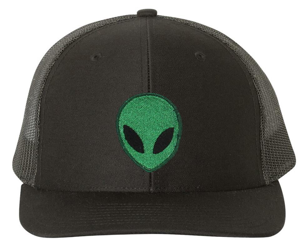 Tropic Hats Embroidered Alien Face 6 Panel Trucker Snapback Cap - Black ...