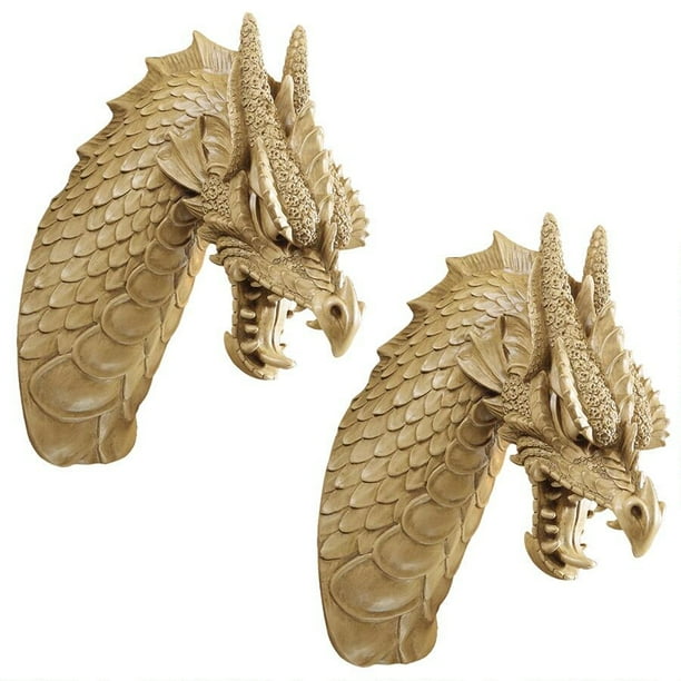 Design Toscano Head of the Beast Dragon Wall Sculpture: Set of Two ...