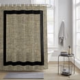 Black Border Shower Curtain, Farmhouse Burlap Weave Texture Beige ...