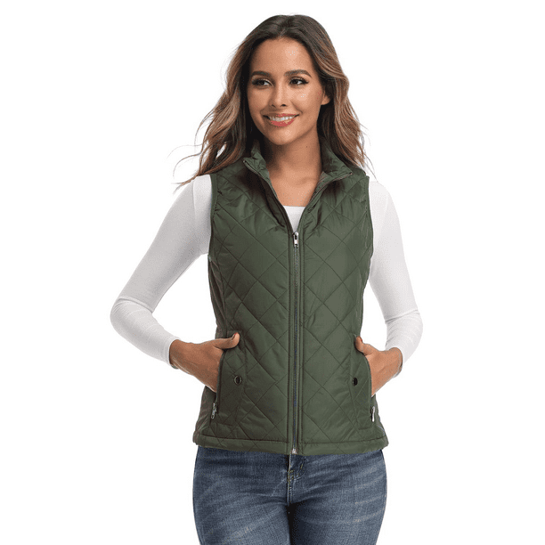 Women's Vests Zip up Quilted Padded Lightweight Vest for Women ...