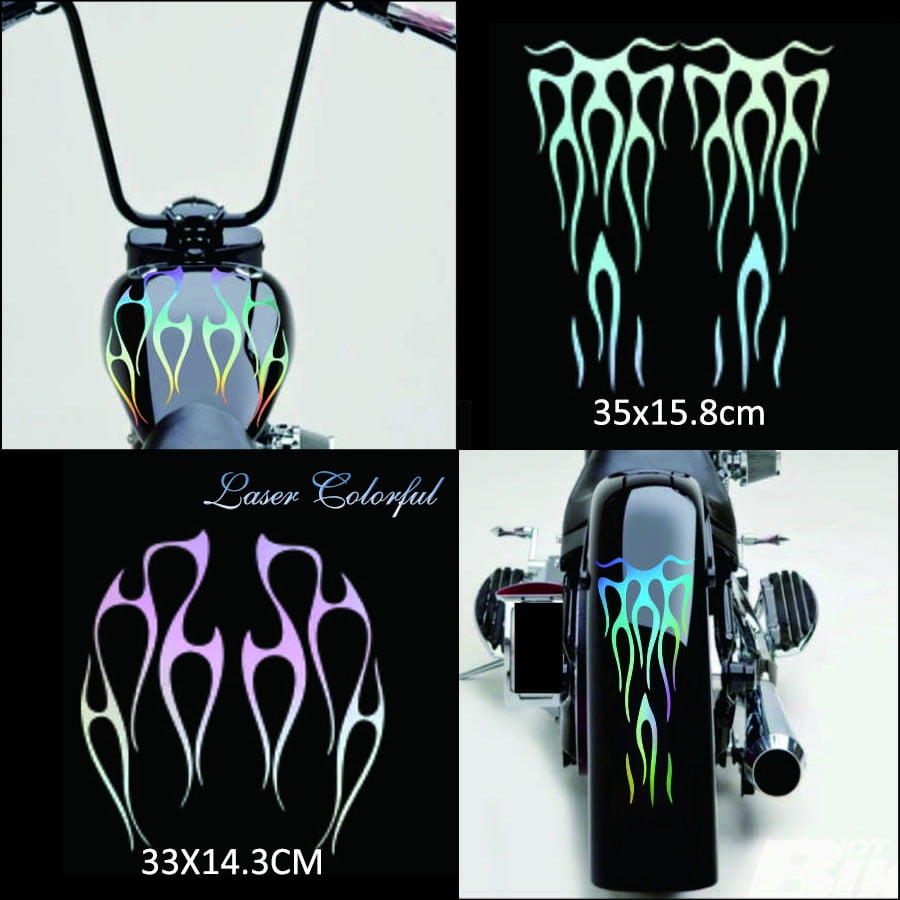 Laser Colorful Motorcycle Flame Stickers Gas Tank & Fender Decals Kit ...