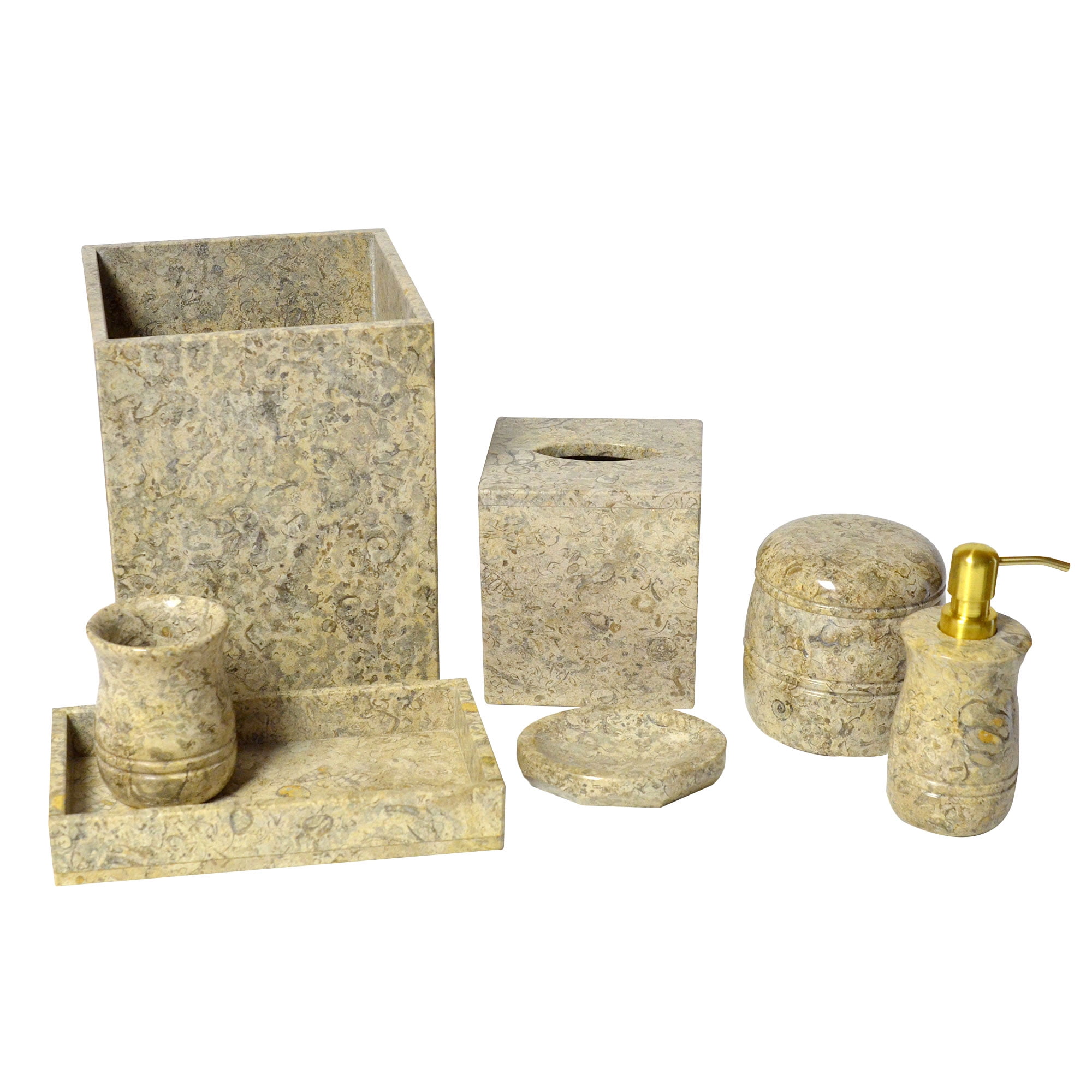 Rembrandt Home CRBTH 6 Piece Fossil Marble Bath Set - Walmart.com