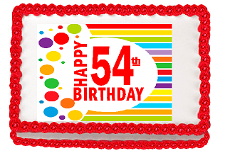 Happy 54th Birthday Edible PEEL N STICK Frosting Photo Image Cake ...