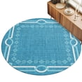 Blue Farmhouse 7' Round Rug for Living Room Conversation Area, Linen ...
