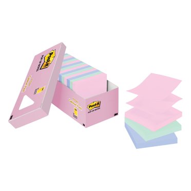 Post-it Dispenser Pop-up Notes, 3 in x 3 in, Alternating Pastel Colors ...