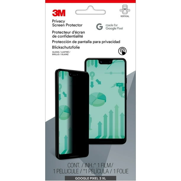3M Privacy Screen Protector for Google Pixel 3XL Phone, Black Glossy ...