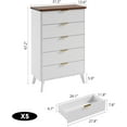 YUSAZENS 5-Drawer Fluted Tall Dresser, 47.2 Inch Chest with Curved ...