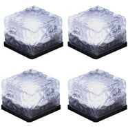 Rirool Solar Ice Cube Lights 4 Pack Outdoor Waterproof Glass Brick ...