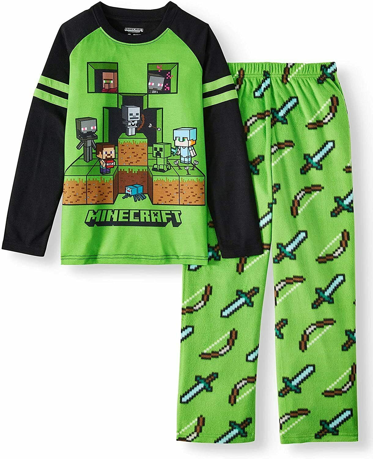 Minecraft 2 PC Long Sleeve Pajama Set Boy Size 10/12 - Walmart.com