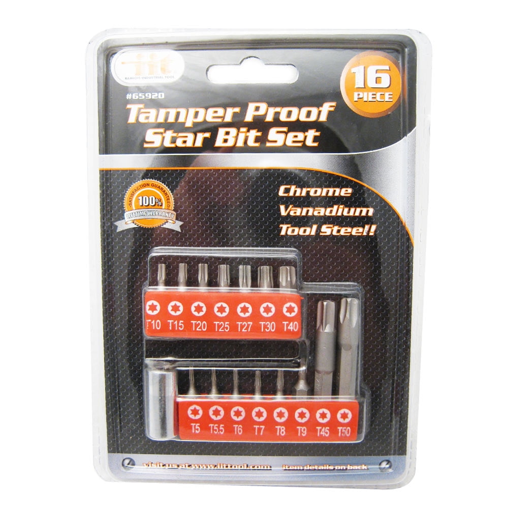 16 Pc Security Tamper Proof 6 Point Star Bit Torx Set Socket ...