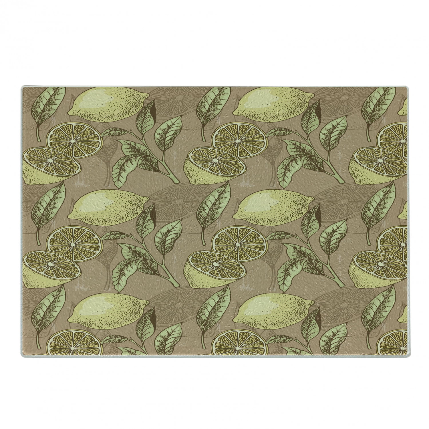 Citrus Cutting Board, Graphic Layout of Detailed Pale Yellow Lemons and ...
