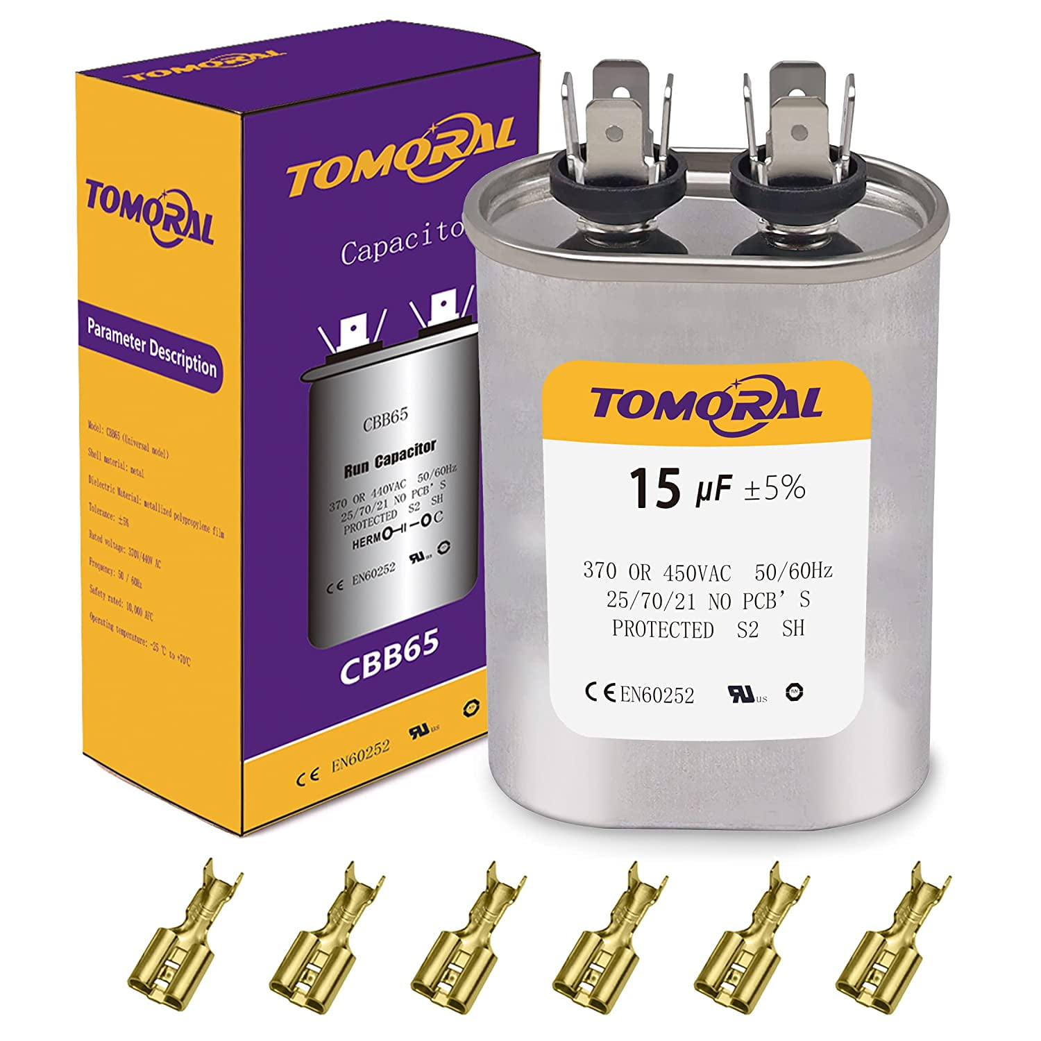 Capacitor for AC 15MFD 15uF ±5% 370VAC/440 Volt CBB65 Run Start ...
