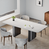70.9" White Modern Dining Table with Sintered Stone Top - Elegant ...