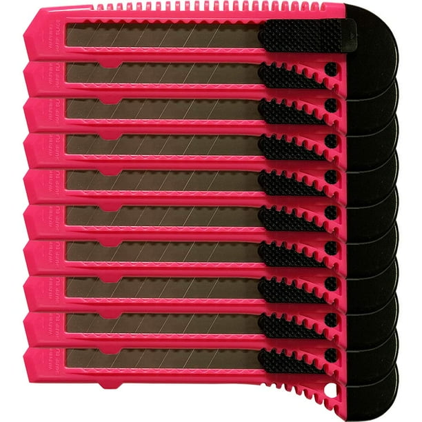 10x Bulk Utility Knife Box Cutters Snap Off Blade Neon Pink - Walmart ...