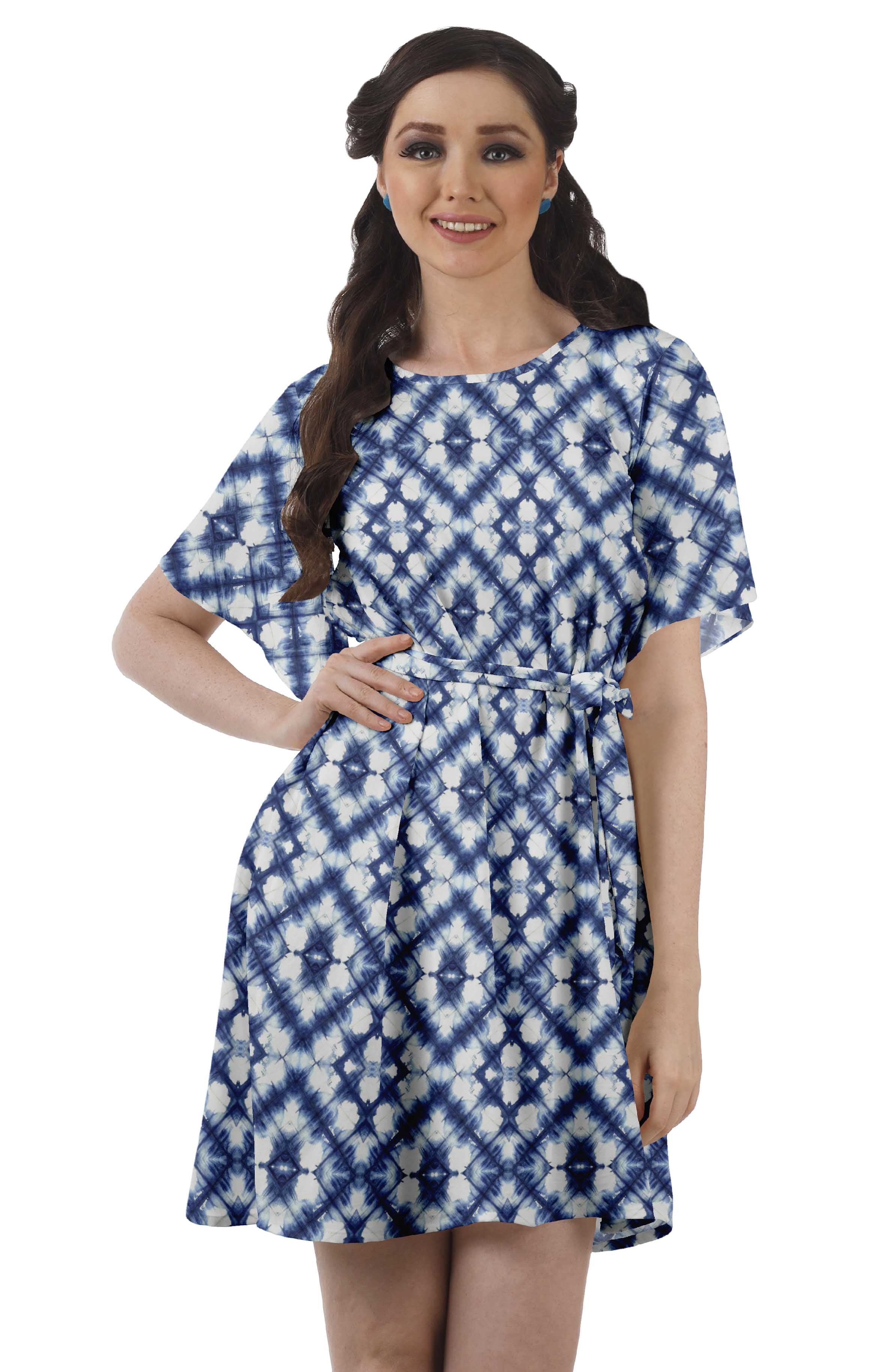 Moomaya Drawstring Belt A-Line Short Tunic Dress Sundresses Women ...