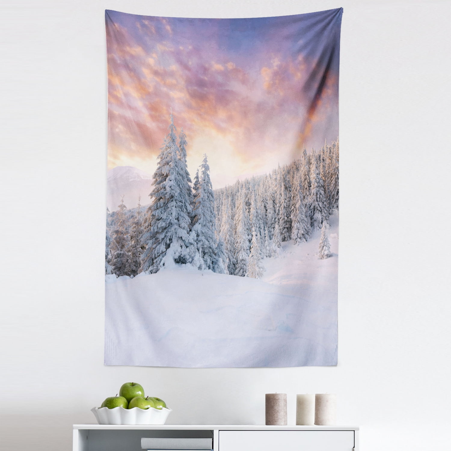 Winter Tapestry, Sunrise in Winter Landscape Snowy Fields Frozen Pine ...